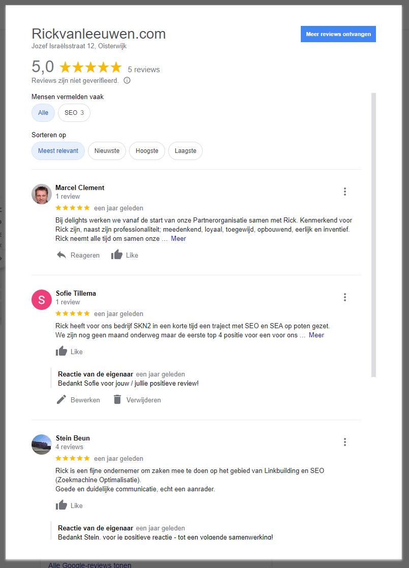 Google review link - Rick van Leeuwen